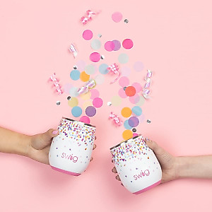 Swig 14oz Wine Tumbler | Insulated Wine Tumbler with Lid, Dishwasher Safe, Stainless Steel Wine Tumblers for Women, Insulated Wine Cups, Outdoor Wine Glasses, Travel Wine Glass (Calypso)