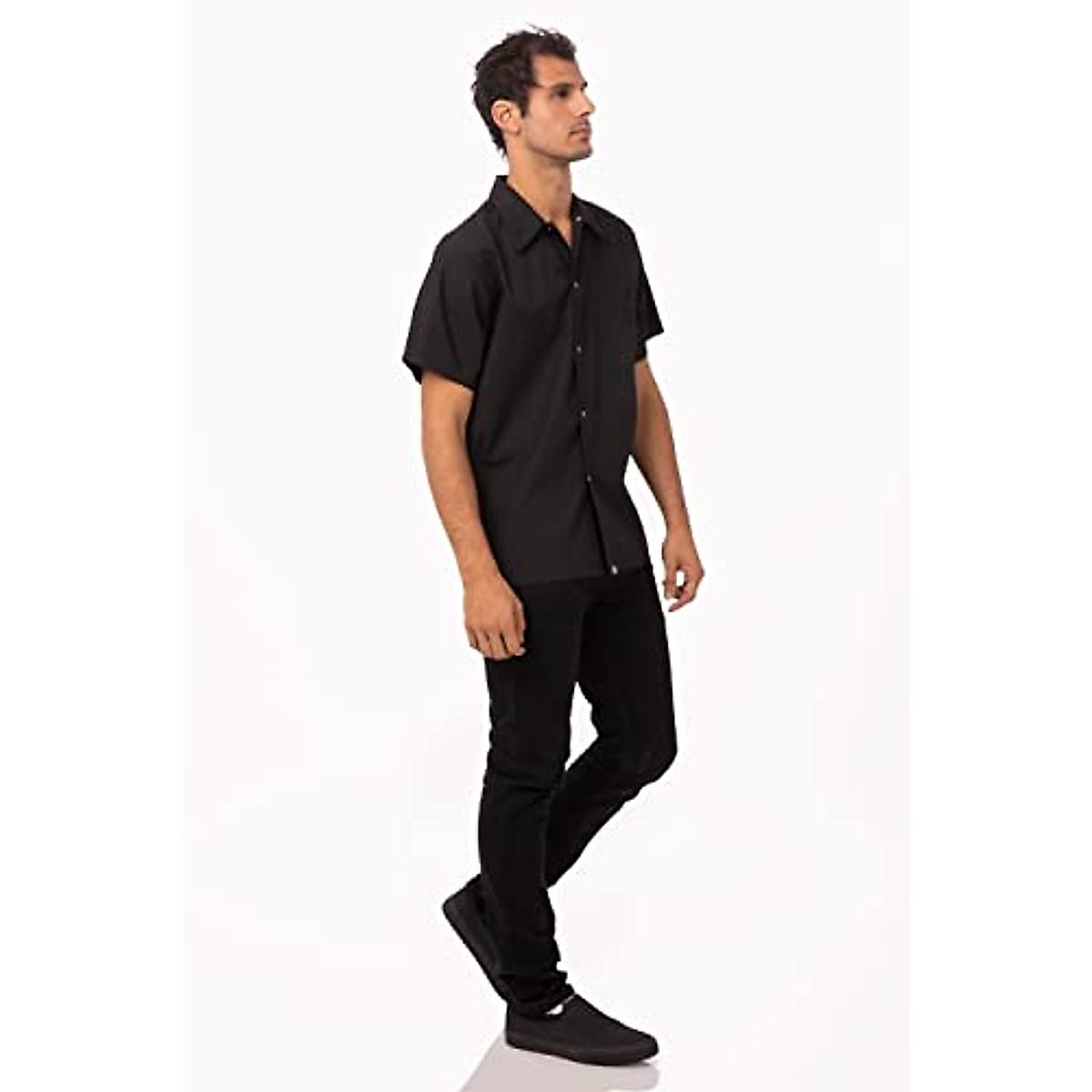 Chef Works Men's Utility Cook Shirt, Black, Large
