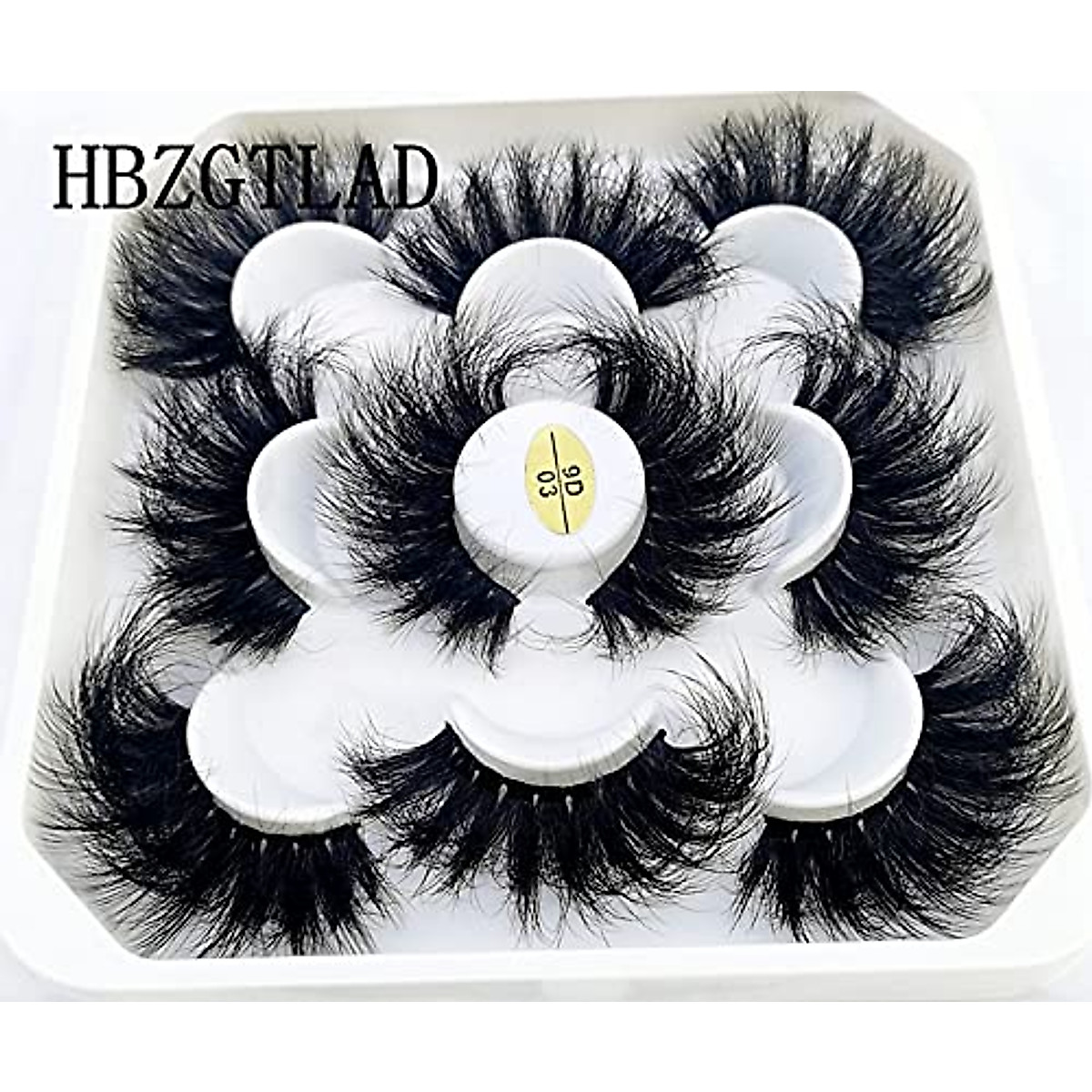 HBZGTLAD new 5 Pairs 25 mm 3d Mink Lashes Bulk Faux with Custom Natural Mink Lashes Pack Short Wholesales False Eyelashes (9D-03)