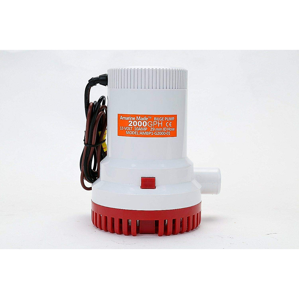 Amarine Made Non Automatic Bilge Pump for Boats 2000 GPH Submersible Pump 12V Boat Marine Plumbing Electric with Hose ID 29mm 1-1/8 Outlet 8.5A White