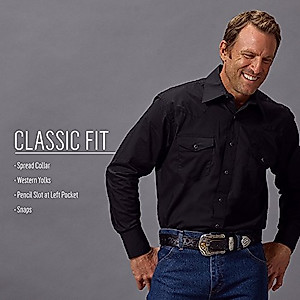 Wrangler Men's Sport Western Basic Two Pocket Long Sleeve Snap Shirt, White, X-Large