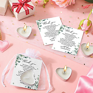 Threlaco 200 Sets Wedding Gifts for Guests Heart Shaped Candles Mini Candles Wedding Candle Gifts for Guests Thank You Cards and Organza Bags for Wedding Party Favors