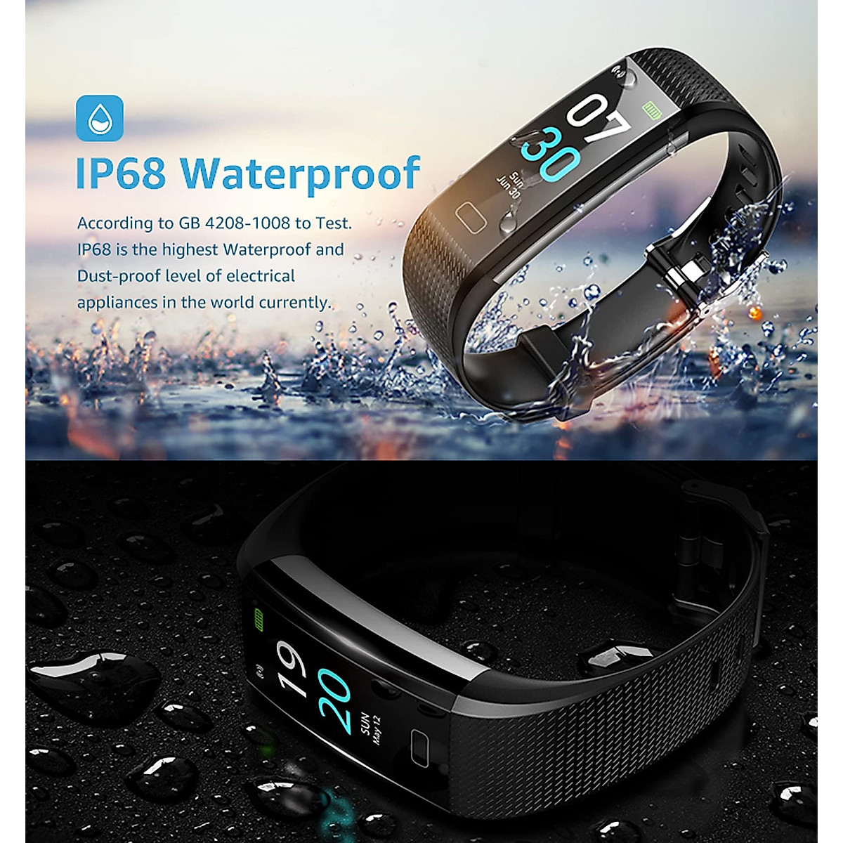 Yihou IP68 Fitness Tracker Waterproof Step Counter Smart Watch Activity Tracker Pedometer Message Reminder Sport Digial Watch for Women Men