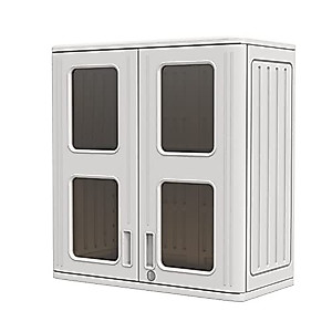 Mrosaa Indoor Outdoor Storage Cabinet Waterproof with Shelf, 13.3" D x 28.9" W x 30.1" H, Lockable Cabinet for Indoor/Outdoor/Garage Storage for Garden Tools/Lawn Care Accessories, White