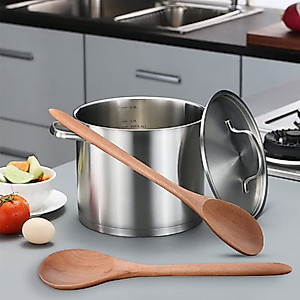 Big Wooden Spoon for Cooking, Large Wood Scoop Utensil, 17-inch Kitchen Serving Scoop for Big Pot, Long Handle Giant Spoon, Heavy Food Service Spoon, Mixing Spoon, Smooth Finish & Comfortable Grip