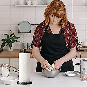 BETTWILL Paper Towel Holder with Marble Base, Kitchen Standing Paper Towel Roll Holder, Black Paper Towel Holder for Kitchen Countertop, Standard or Jumbo-Sized Roll Holder, Black Kitchen Accessories