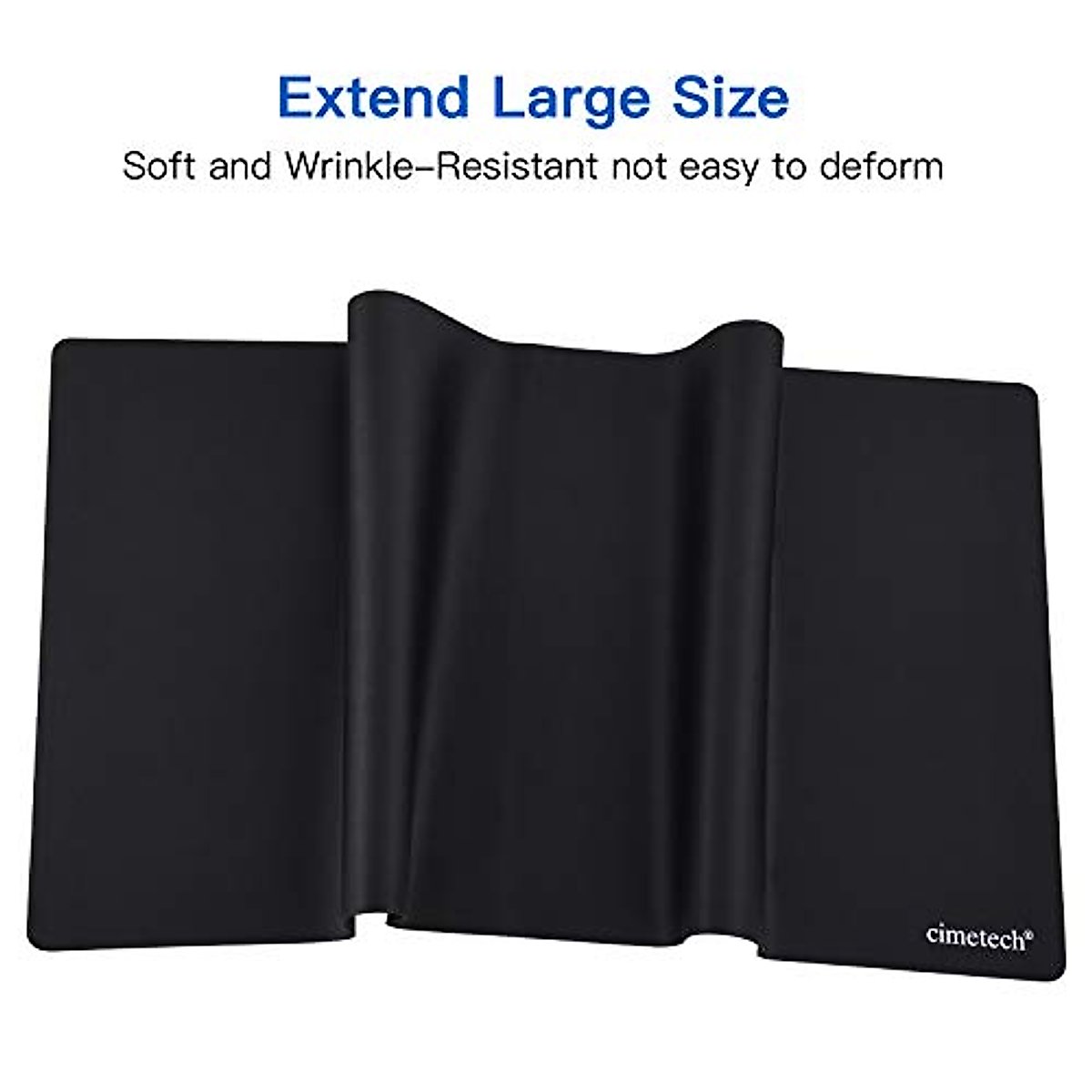 cimetech Gaming Mouse Pad XXL Comfortable Superfine Fiber Desktop Extended Large Mouse Pad Waterproof Keyboard Mat with Non-Slip Base, Smooth Surface for Computer and Desk (25.3✖12.4✖0.04inches)-Black