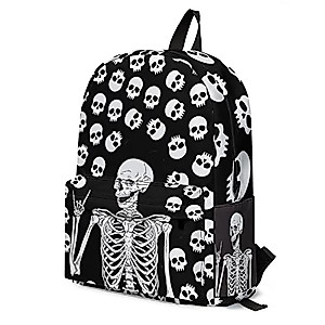 Skull School Backpack Lightweight Cute Kids Backpack Classic Daypack for Teen Boys Girls High School Student, 17 Inch