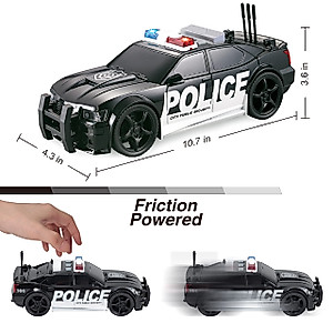 JOYIN Police Camp Toy Set of Friction Powered Police Car, Realistic Military Camp Tent and Policemen Action Figures, Police Vehicle with Light and Sound Siren for Over 3 Years Old Boys