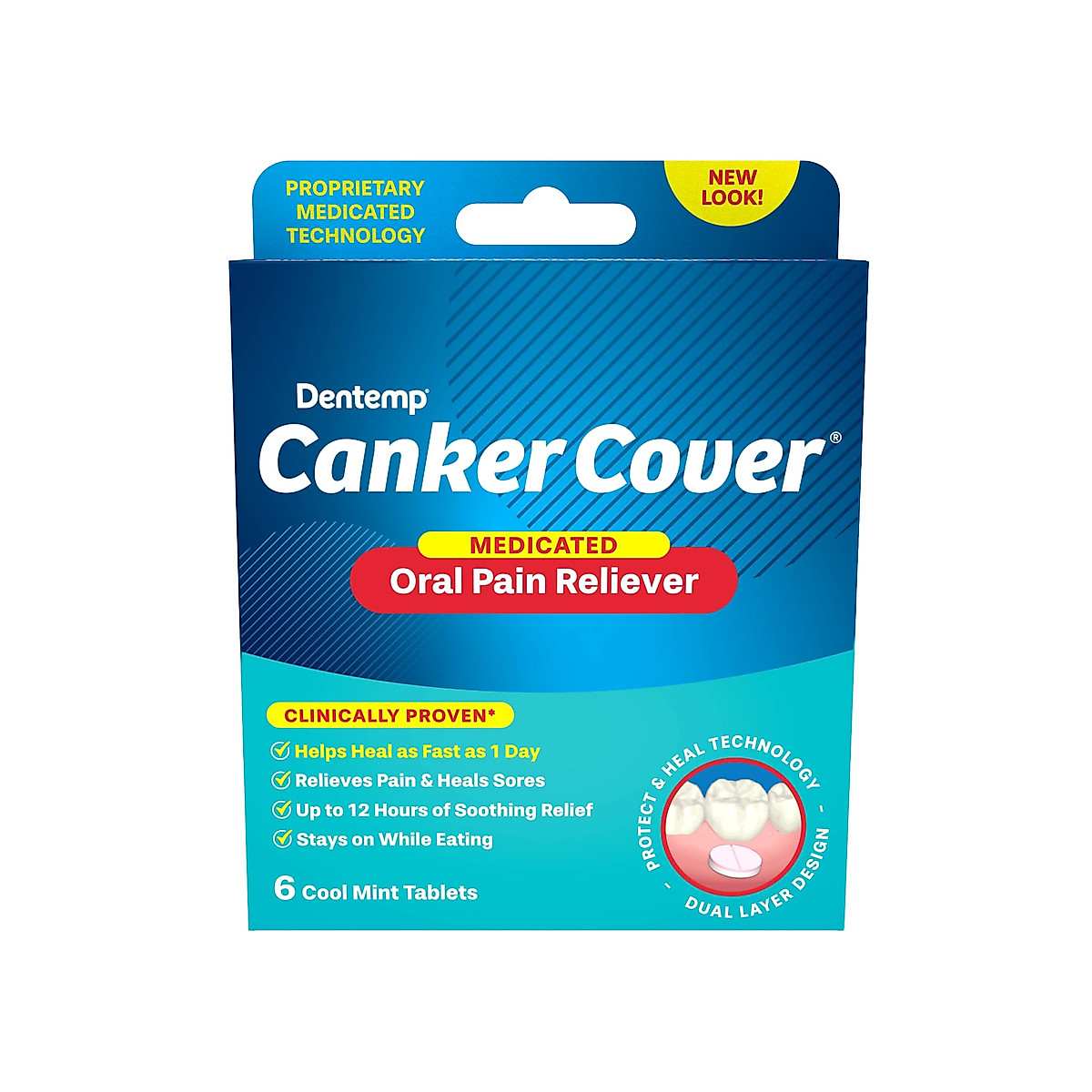 Dentemp Canker Cover - Canker Sore Medicine Pain Reliever (6 Counts) - Canker Sore Treatment to Relieve Canker Pain, Mouth Sores & Mouth Irritation - Fast Acting Canker Sore Relief Tablets for Adults