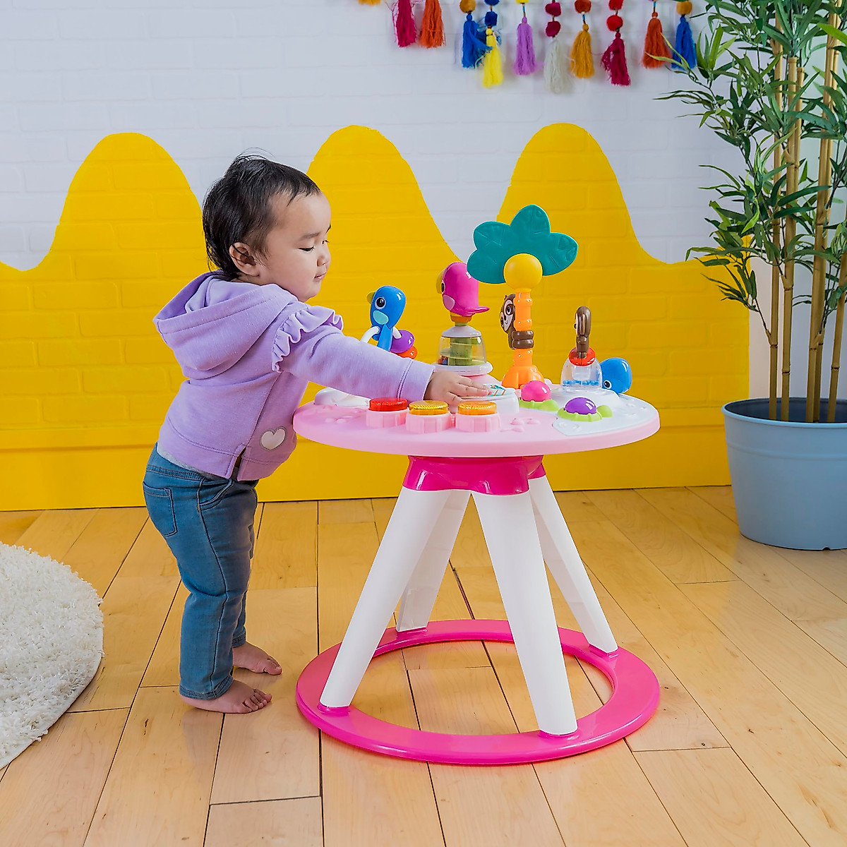 Bright Starts Around We Go 2-in-1 Walk-Around Baby Activity Center & Table, Tropic Coral, Ages 6 Months+