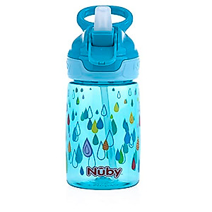 Nuby Kid’s Flip-it Reflex Push Button On-The-Go Printed Water Bottle with Soft Spout - 12oz / 360ml, 18+ Months, 1pk Print May Vary