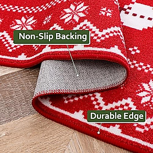 BEIMO Red Area Rug 2x3 Christmas Rug Entryway Kitchen Rug Snowflake Doormat Holiday Decor Print Plaid Floor Cover Bathroom Mat Non Slip Low Pile White Living Room Bedroom Carpet with Gripper
