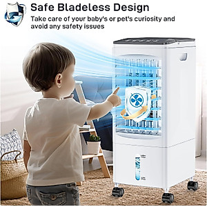 Portable Air Conditioners, 3 IN 1 Air Conditioner Portable for Room, 5.5L Evaporative Air Cooler, Portable AC with 3 Speeds, Remote Control Swamp Cooler for Bedroom Office Garage Kitch