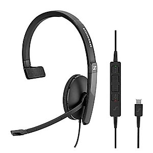 Sennheiser SC 130 USB-C (508353) - Single- Sided (Monaural) Headset for Business Professionals | with HD Stereo Sound, Noise-Canceling Microphone, & USB-C Connector (Black)