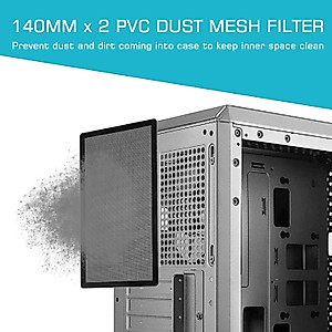 287mm 140mm x 2 PC Fan Dust Mesh Filter 11.3inch x 5.79inch PVC Computer PC Case Dust Proof Filter Cover Magnetic Black 2-Pack