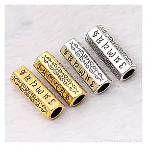 Kigauru Bead Charms 2pcs/lot Craft Engraved Long Tube Beads Tibetan Silver Gold Spacer Beads Fit Jewelry Making DIY Beaded Material DIY Pendants (Color : Antique Gold, Item Diameter : 10x25.5mm 2pcs)