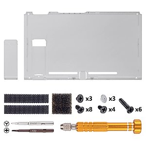 eXtremeRate Back Plate for Nintendo Switch Console, NS Joycon Housing Shell (D-Pad Version) with Colorful Buttons, DIY Replacement Shell for Nintendo Switch - Clear Black