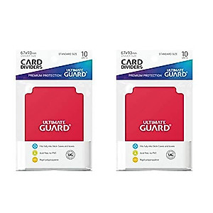 2 Packs Ultimate Guard Red Card Dividers (10) Standard Size Individual Pack