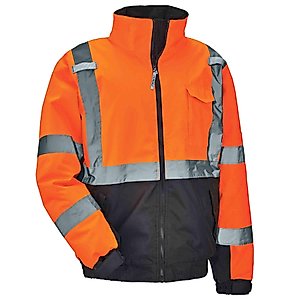Ergodyne unisex adult High Visibility ,Reflective Quilted Insulation, Class 3, Type Hi Vis Winter Bomber Jacket, Orange, Large US