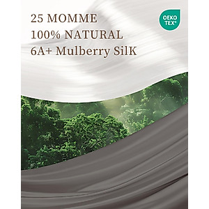 THXSILK 25 Momme Silk Duvet Cover Set 4PCS(1 Duvet Cover + 1 Fitted Sheet + 2 Pillow Shams),100% Mulberry Natural Silk Bedding Set (Charcoal, King)