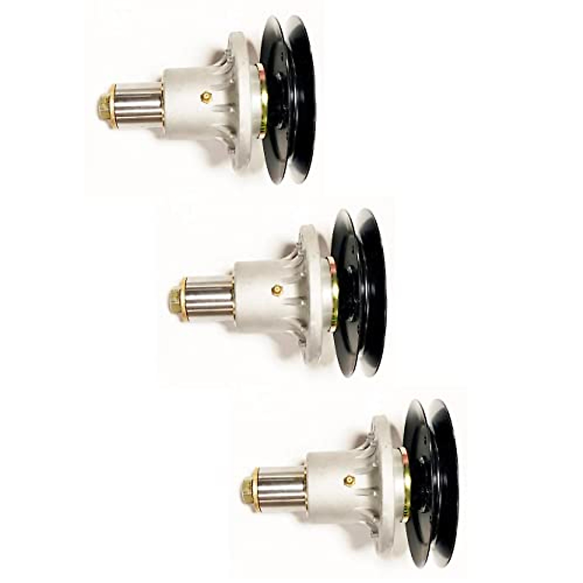 LAWN & GARDEN AMC 3 Spindle Assemblies with Pulleys - Compatible with: eXmark Spindle 103-1140, Pulley 1-633010 (6.3" OD) for Lazer Z with 52" and 60" Decks, S/N 260000-319000