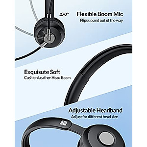 TZS Bluetooth Headphone for Computer, Wireless Headset with Noise Cancelling Mic for PC, 36H Lightweight On Ear Headphone with Mute Button, Suitable for Remote Working/Call Center/Online Class