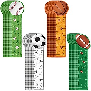 Cute Bookmarks Ruler for Kids Sports Themed Cute Bookmarks Reading Rulers Party Favor for Kids Birthday Students, Teens, Basketball Baseball Football Soccer Party Supplies Classroom Prizes (48 Pieces)