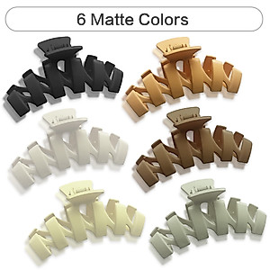 Large Hair Clips 4 Inch Non Slip Jaw Clips, Strong Hold Claw Clips for Thin Hair, Big Hair Clips for Women Thick Hair 6 Colors (6 Pieces)