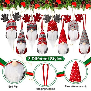Christmas Tree Hanging Gnomes Elf Gnome Plush Christmas Ornaments Elk Swedish Handmade Gnome Decor Mini Halloween Gnomes Scandinavian Santa Holiday Decoration for Walls Stairs Windows(8 Pieces)