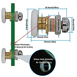 AWEN 4PCS x Shower Door Rollers,Roller Diameter 23mm for The Bathroom Glass Sliding Door Pulleys/Runners/Wheels,Strong Load-Bearing Capacity, Ultra-Quiet Shower Glass Door Rollers Replacement
