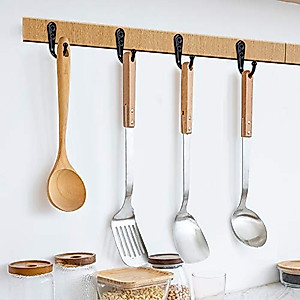 MANDOYV ITYII 30 Pieces Wall Mounted Cloth Hanger Rustic Hooks with 60 Pieces Screws (Black)