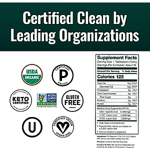 Natural Force 100% Virgin Coconut MCT Oil - 16oz Glass Bottle, Certified Keto, Paleo, Kosher, Vegan & Non-GMO