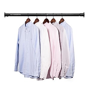 Closet Rod,17 to 82 Inch Adjustable Closet Rods for Hanging Clothes Heavy Duty Closet Hanging Rod Metal Black Closet Poles for Wardrobes