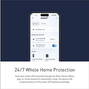 Moen 900-002 Flo Smart Water Monitor and Automatic Shutoff Sensor, Wi-Fi Connected Water Leak Detector for 1-1/4-Inch Diameter Pipe