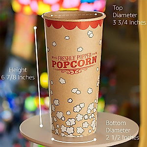 1000 Pack, Kraft 24 oz. Popcorn Cups, Commercial Popcorn Buckets, Popcorn Containers, Disposable Popcorn Buckets, Popcorn Tubs, Ideal for Movie Night, Parties, Cinema, Carnival