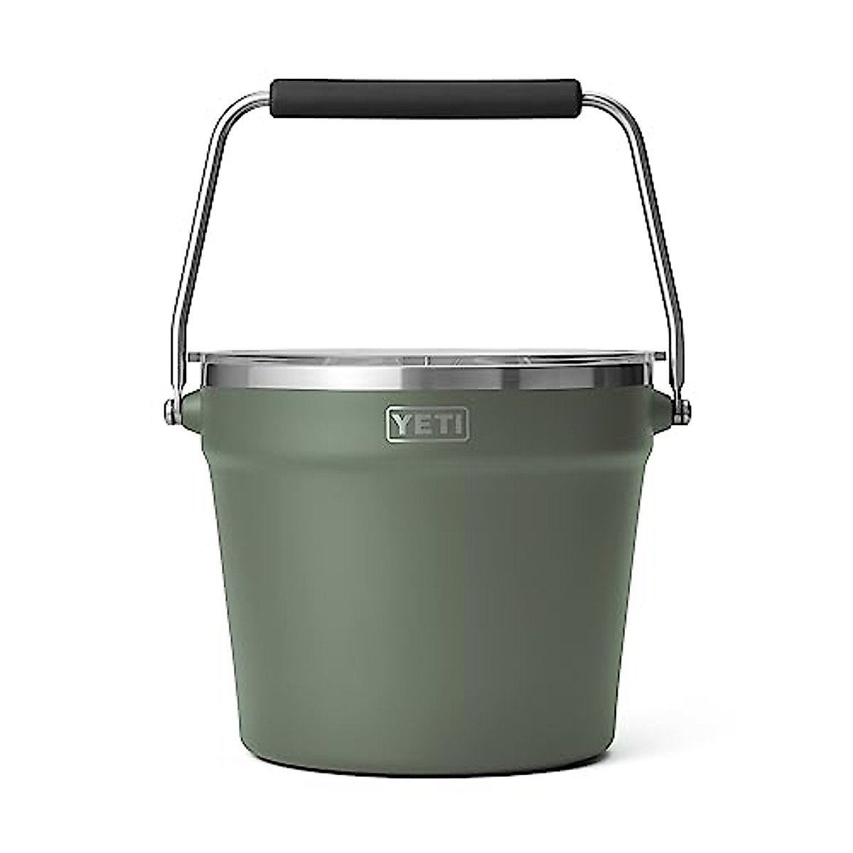 YETI Rambler Beverage Bucket, Double-Wall Vacuum Insulated Ice Bucket with Lid, Camp Green