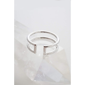 Honeycat Double Stack Open Adjustable Ring in Gold, Rose Gold, or Silver | Minimalist, Delicate Jewelry (Silver, 8)