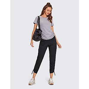 CRZ YOGA Womens Casual 7/8 Pants 27" - Lightweight Workout Outdoor Athletic Track Travel Lounge Joggers Pockets Black Medium