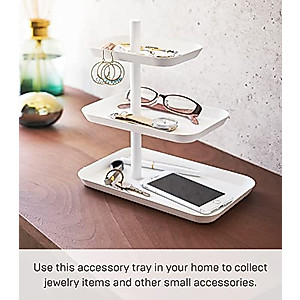 YAMAZAKI home 4724 3-Tier Accessory Tray-Jewelry Holder & Storage Organizer, One Size, White
