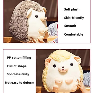 CHDGIOHA Cute Hedgehog Stuffed Animal Plush Body Pillow,Kawaii Hedgehog Plushie Throw Pillows,Chubby Little Hedgehog Pillow Dolls,Super Soft Plush Toys,Birthday Gifts for him & her (Gray,Large)