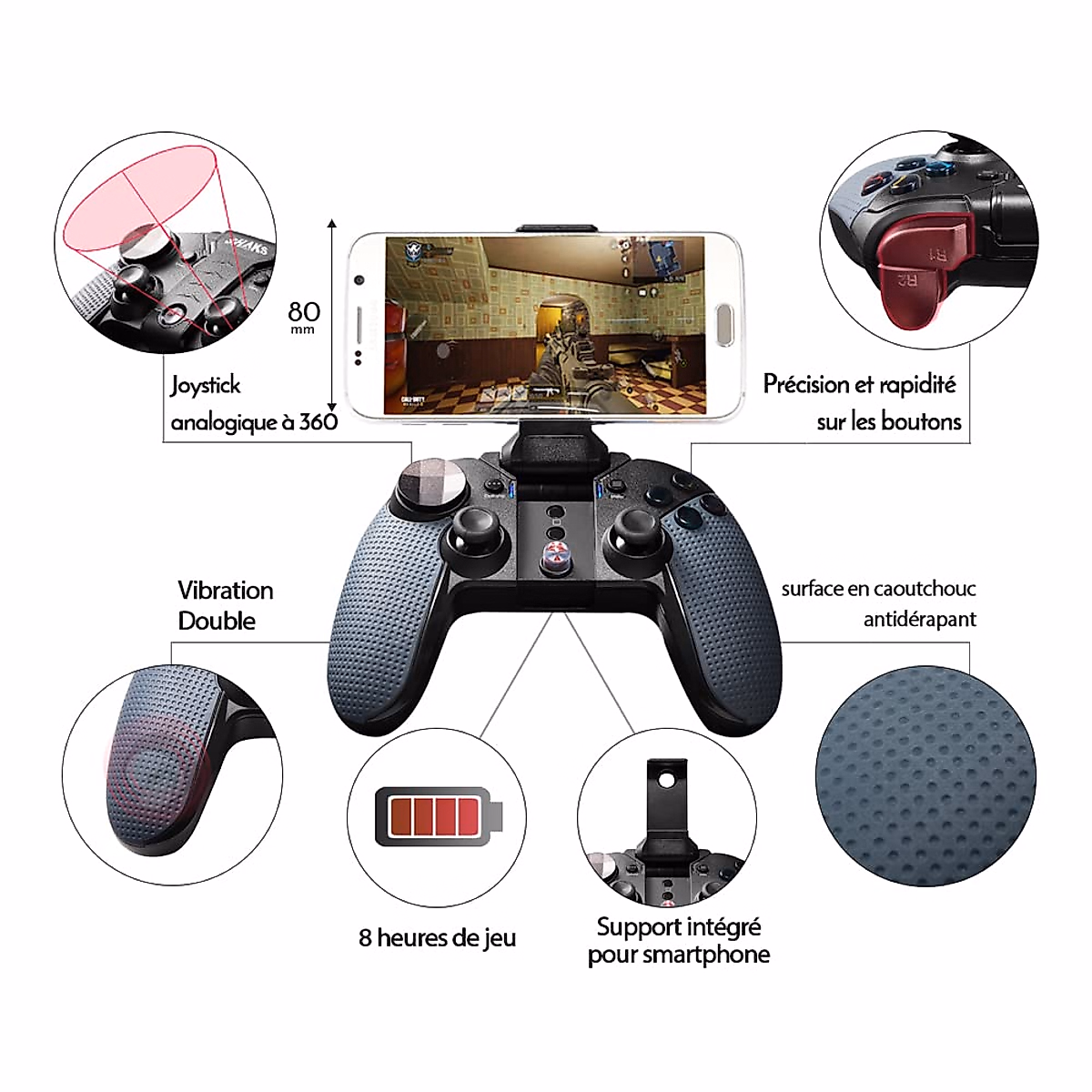 SHAKS S3b Mobile Game Controller for Android, Windows, MacOS, iOS, X-Cloud, Stadia, Geforce - Bluetooth Wireless Gamepad, Powered by Qualcomm