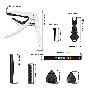 INKNOTE 53 PCS Guitar Accessories Kit-Acoustic Guitar Bridge Pins Pegs,Bridge Pin Puller Remover,Capo,Guitar Picks,Pick Holder and Guitar Saddle Nut,with Guitar Scale Sticker and dust-free cloth