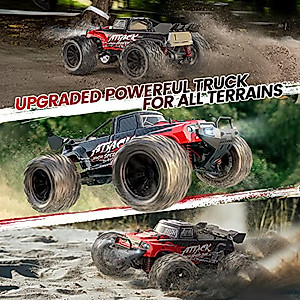 DEERC 9500E 1:16 Scale All Terrain RC Car, 4x4 High Speed Electric Vehicle, 2.4Ghz Off-Road Remote Control Truck with 2 Batteries, 35+ KMH Monster Truck for for Adults Kids