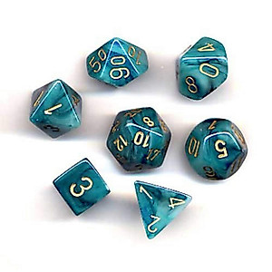 Chessex CHX27489 Dice-Phantom Teal/Gold Set