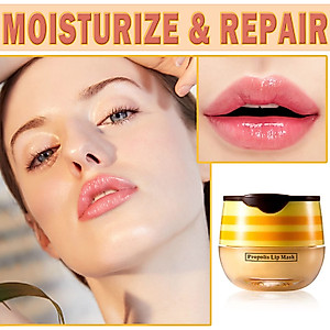 Honey Pot Bee Lip Balm with Honey Spoon,Honey Lip Sleeping Mask Overnight 24HR Repair Lip Reduces Lip Lines,Exfoliator Moisturizing Moisture Dry & Chapped Lip Care Products