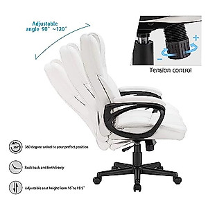 Faux Leather High-Back Executive Office Chair with Lumbar Support, White Office Chair Ergonomic (Color : All)