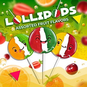 Flat Lollipops Assorted Fruit Flavors Hard Candy (2 Pound Box - Approx. 80 Count)