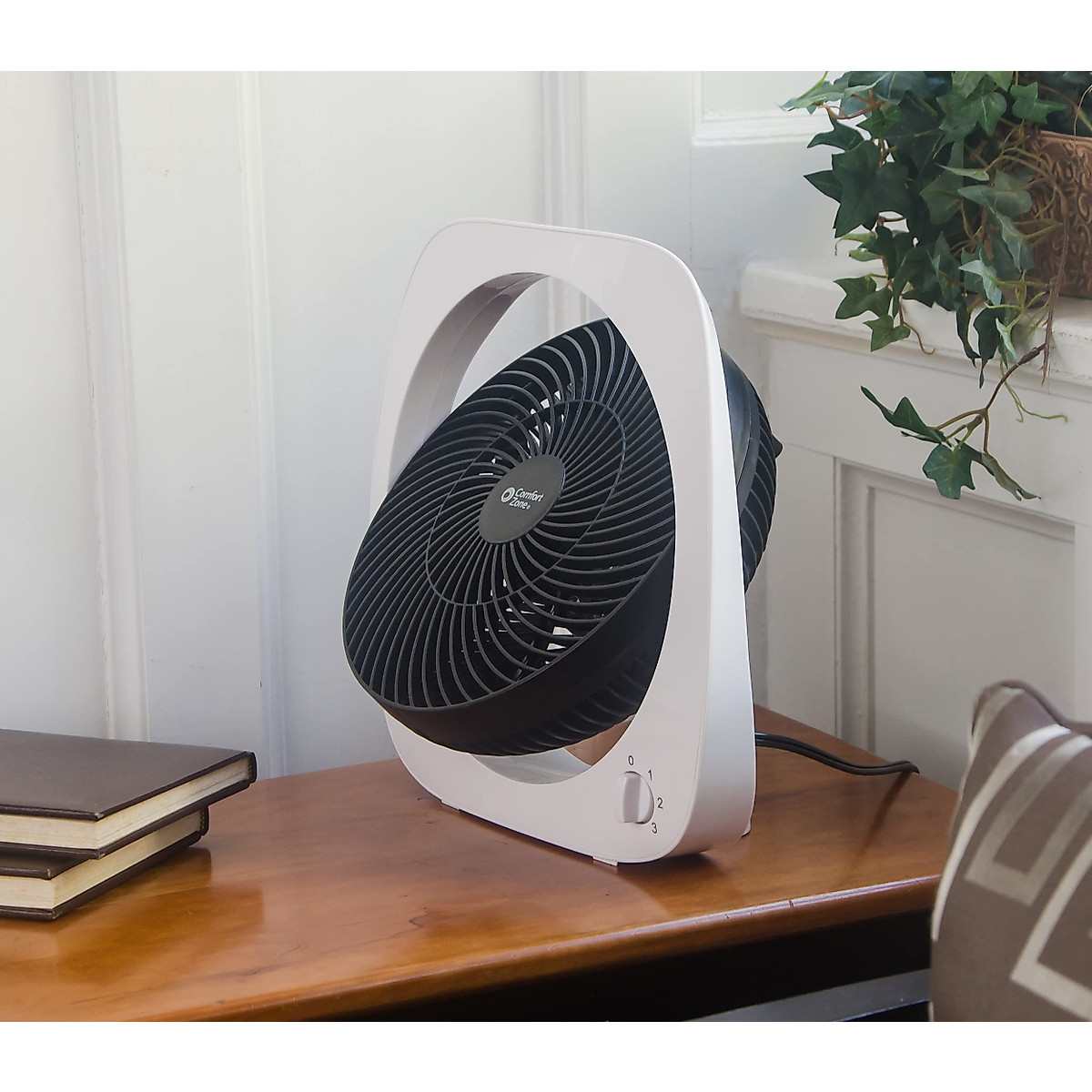 Comfort Zone 10" 3-Speed Turbo Table/Desk Fan with 180-Degree Adjustable Head, Adjustable Tilt, Ideal for Home, Bedroom & Office, CZ110WT