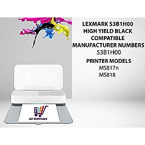AZ Supplies Compatible Toner Cartridge Replacement for Lexmark 53B1H00 HIGH Yield Black Compatible MS817n MS818 2 Packs